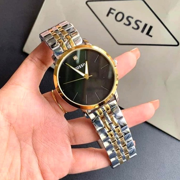 FOSSIL SMALL SIZE SLIM TYPE TWO TONE BLACK DIAL AUTHENTIC WATCH, Women ...