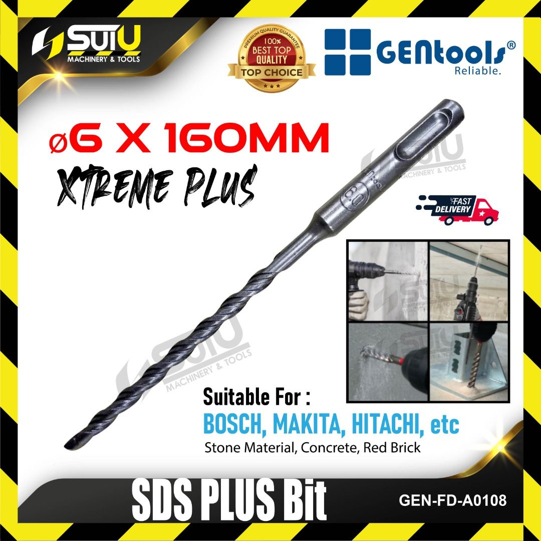GENTOOLS FD-A0108 /A0108 160MM SDS Plus Drill Bit, Furniture & Home Living, Home Improvement ...