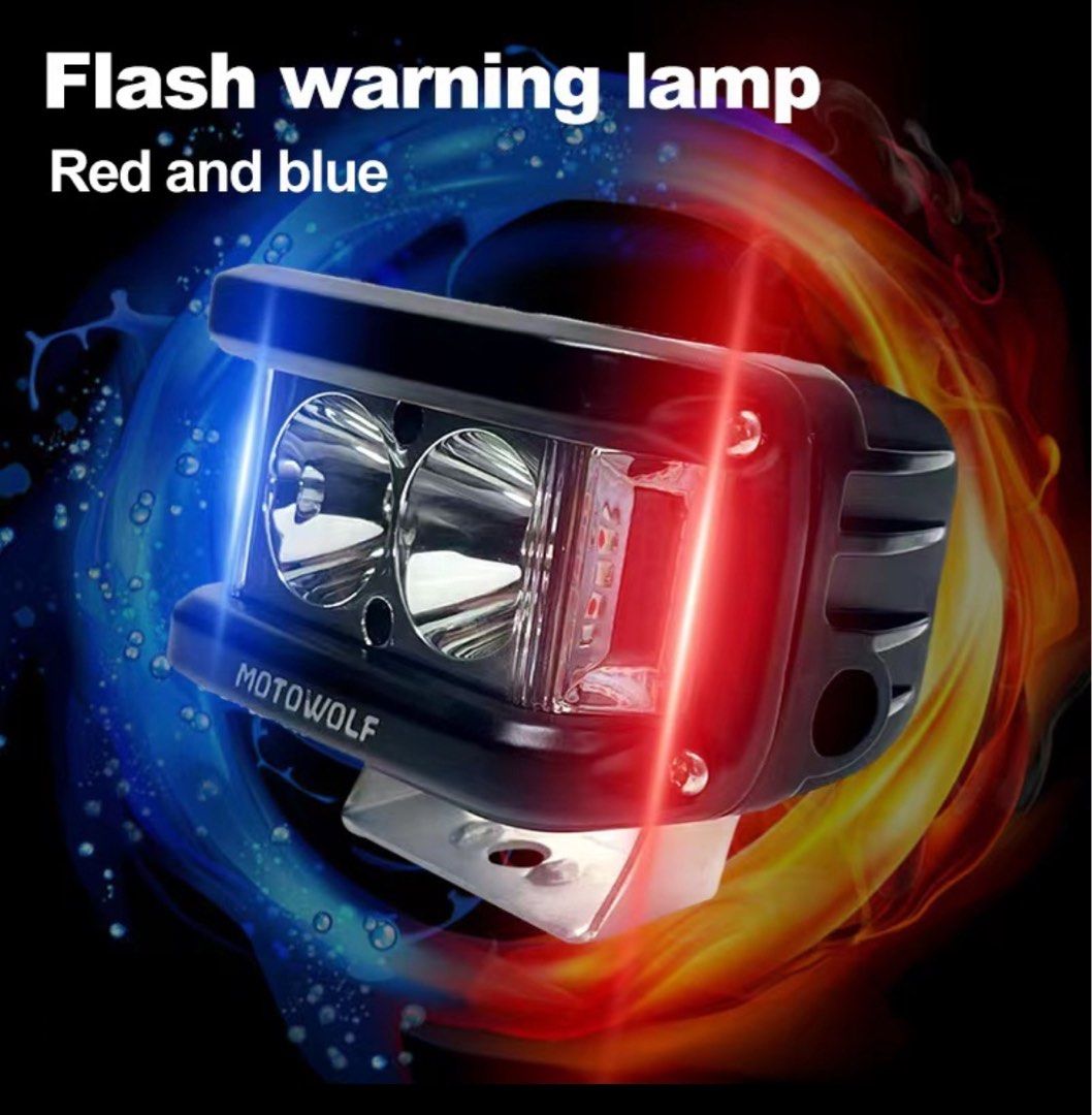 *Head Light 6500K Motowolf 12v to 72v 20W LED Spot Light Blinker Red ...