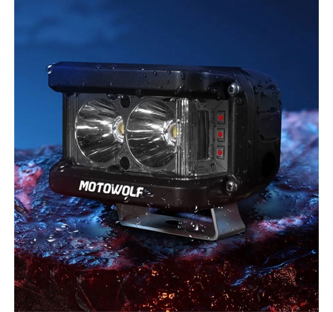 *Head Light 6500K Motowolf 12v to 72v 20W LED Spot Light Blinker Red ...
