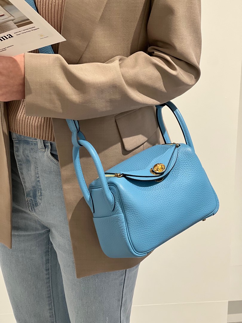 Hermes Mini Lindy Blue de Nord Clemence GHW, Luxury, Bags & Wallets on ...
