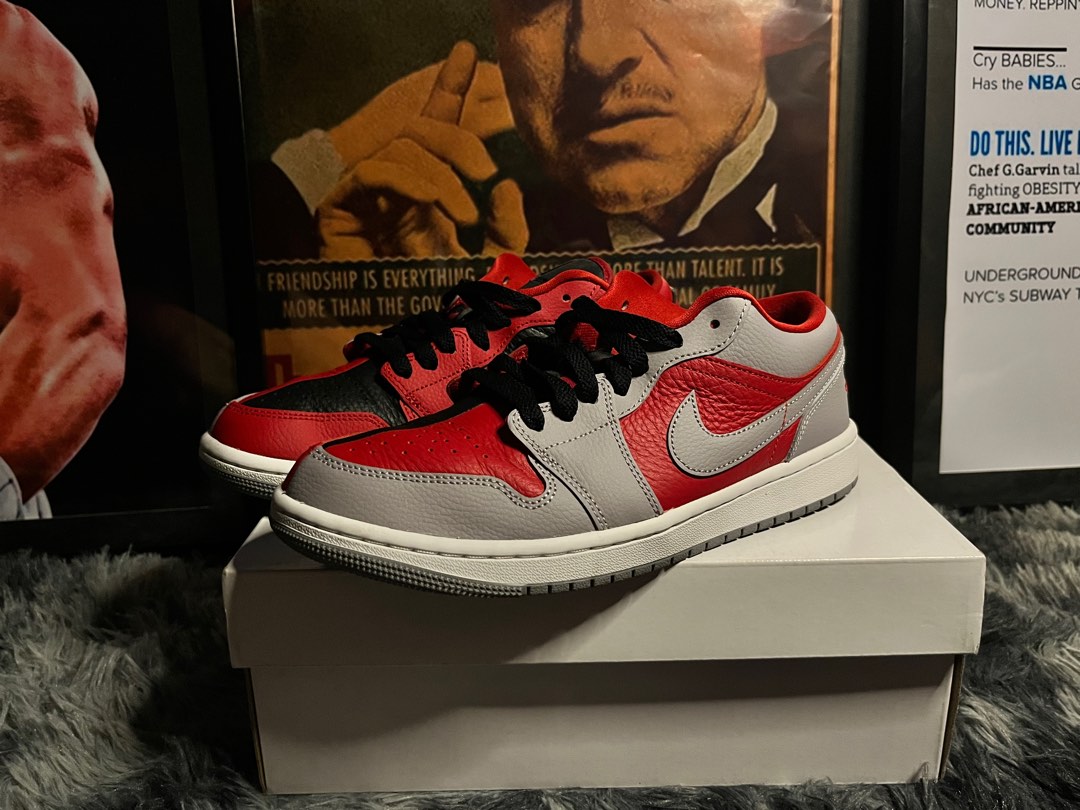 Jordan 1 low Homage Gym red split cement, Men's Fashion, Footwear ...