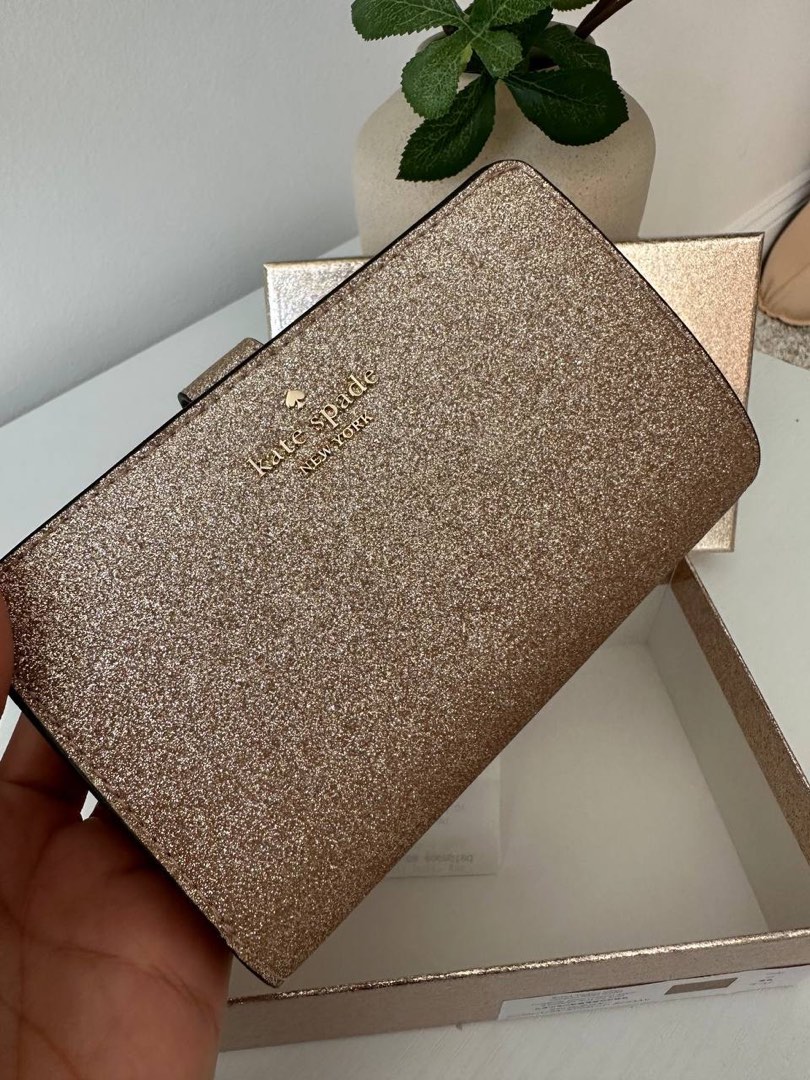 Kate Spade Boxed Glimmer Medium Corner Wallet, Luxury, Bags & Wallets ...