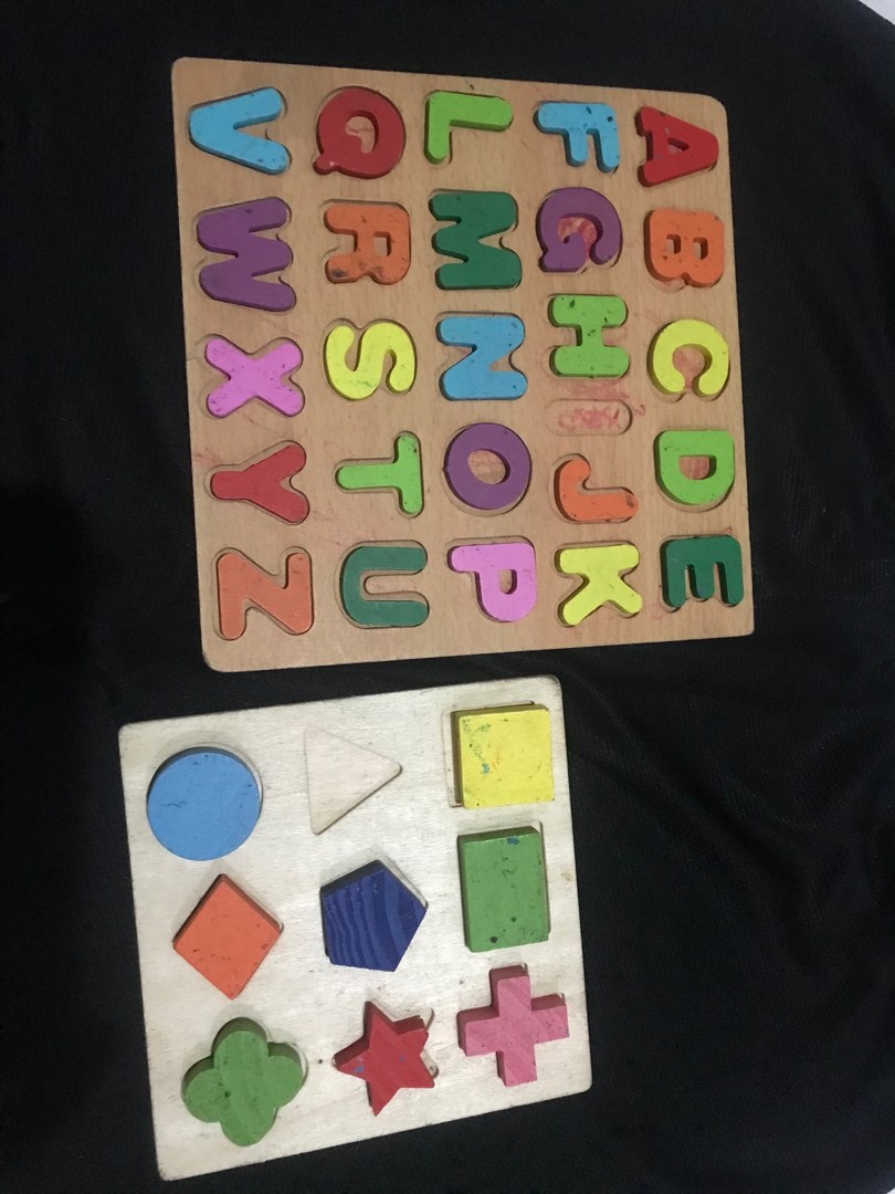 Mainan Edukasi puzzle kayu huruf dan bentuk geometri, Bayi & Anak ...