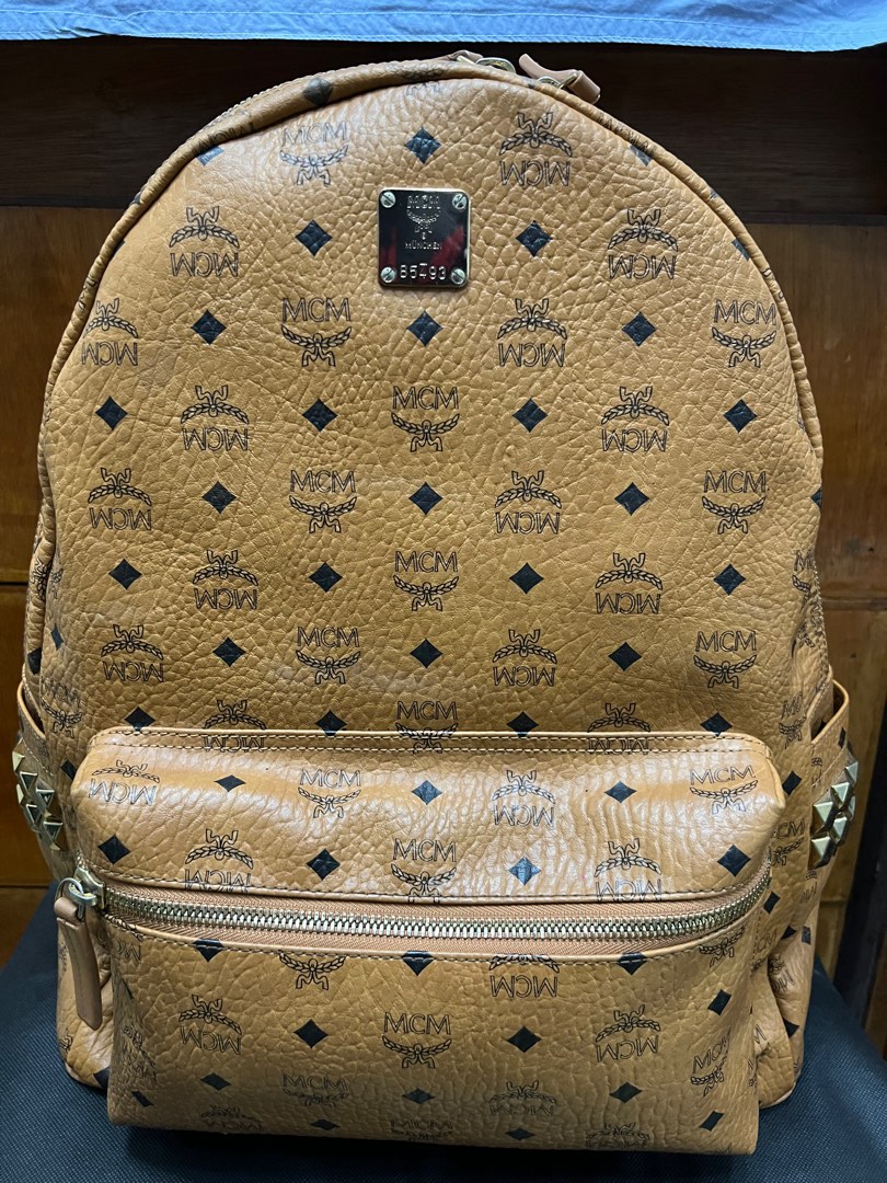 MCM Stark Stud Embellished Backpack [ORIGINAL], Luxury, Bags & Wallets ...