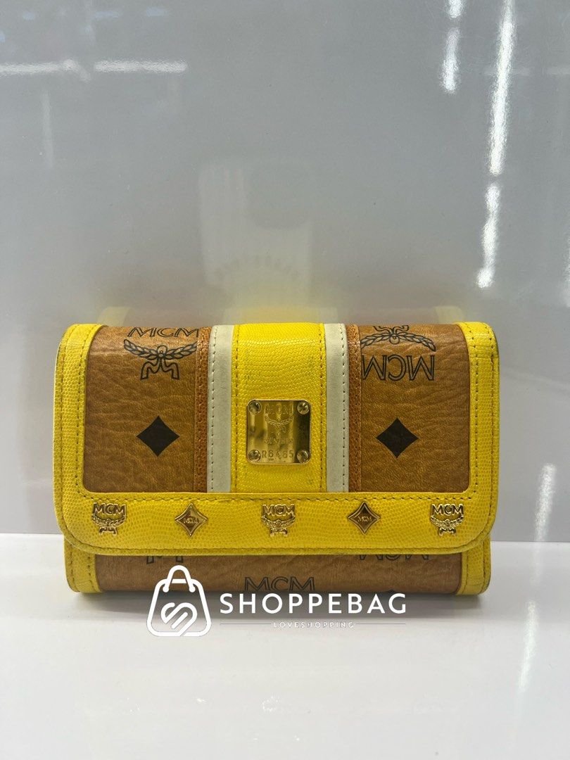 MCM wallet in Visetos monogram canvas - Cognac / Yellow Colour, Luxury ...