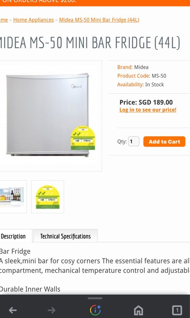 Midea mini fridge , TV & Home Appliances, Kitchen Appliances ...