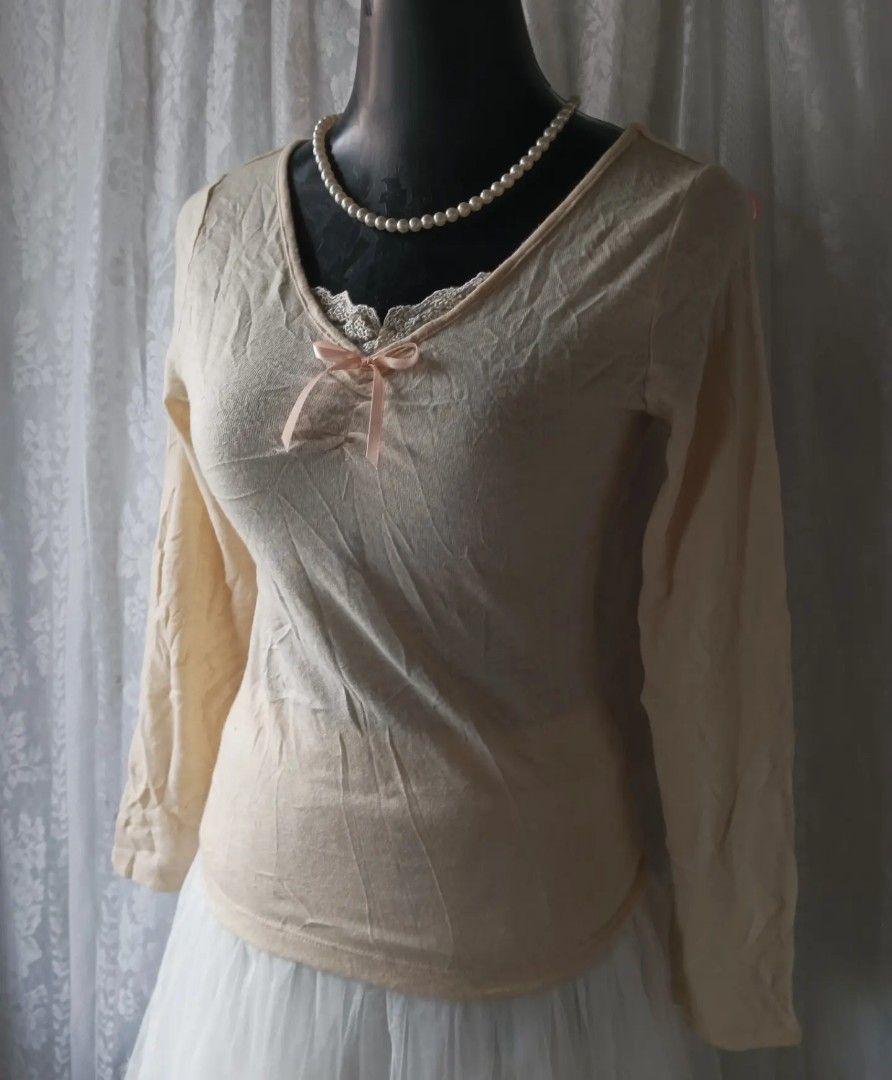 milkmaid coquette fake inner lace longsleeve top • babydoll • dollete ...