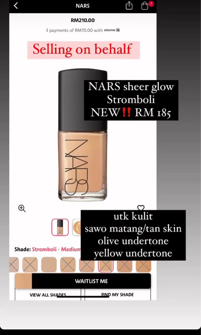 Nars Sheer Glow foundation - Stromboli & Fiji, Beauty & Personal Care, Face, Makeup on Carousell