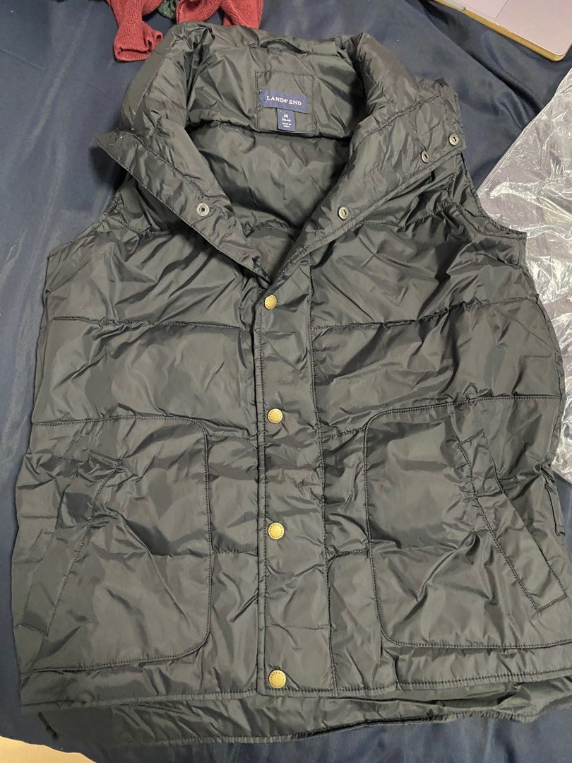 New Lands End Puffer Vest Black, Women's Fashion, Coats, Jackets and ...