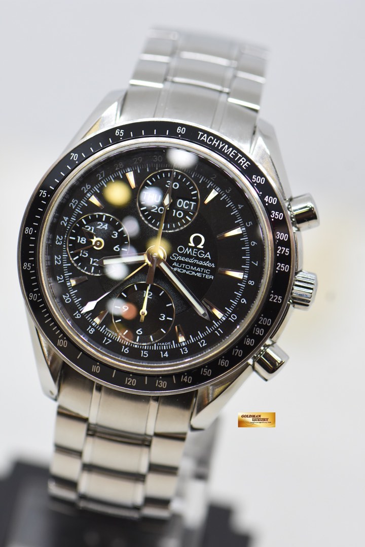 OMEGA SPEEDMASTER CHRONOGRAPH TRIPLE CALENDAR 39mm STEEL BRACELET BLACK ...