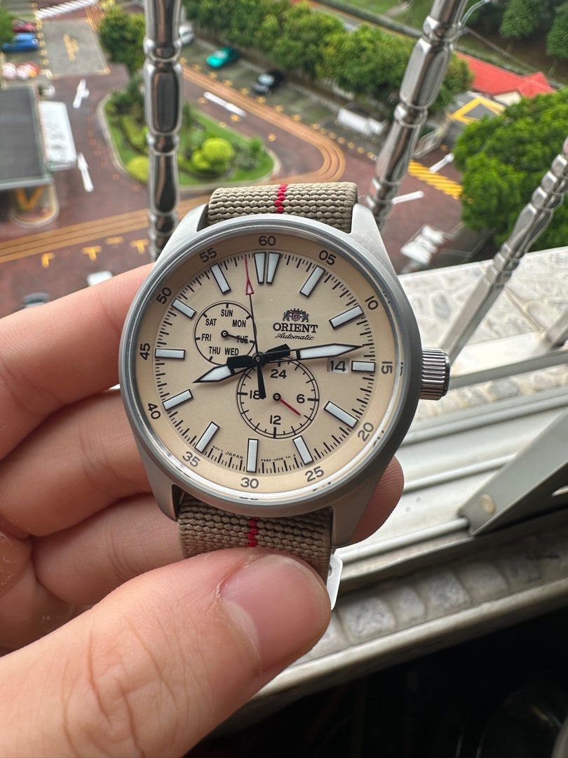 Orient Defender Khaki Cream Military Field Automatic Watch, Men's ...