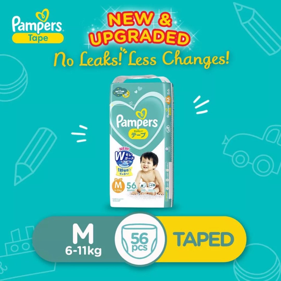 Pampers Baby Dry Tape Diapers M, Babies & Kids, Bathing & Changing ...