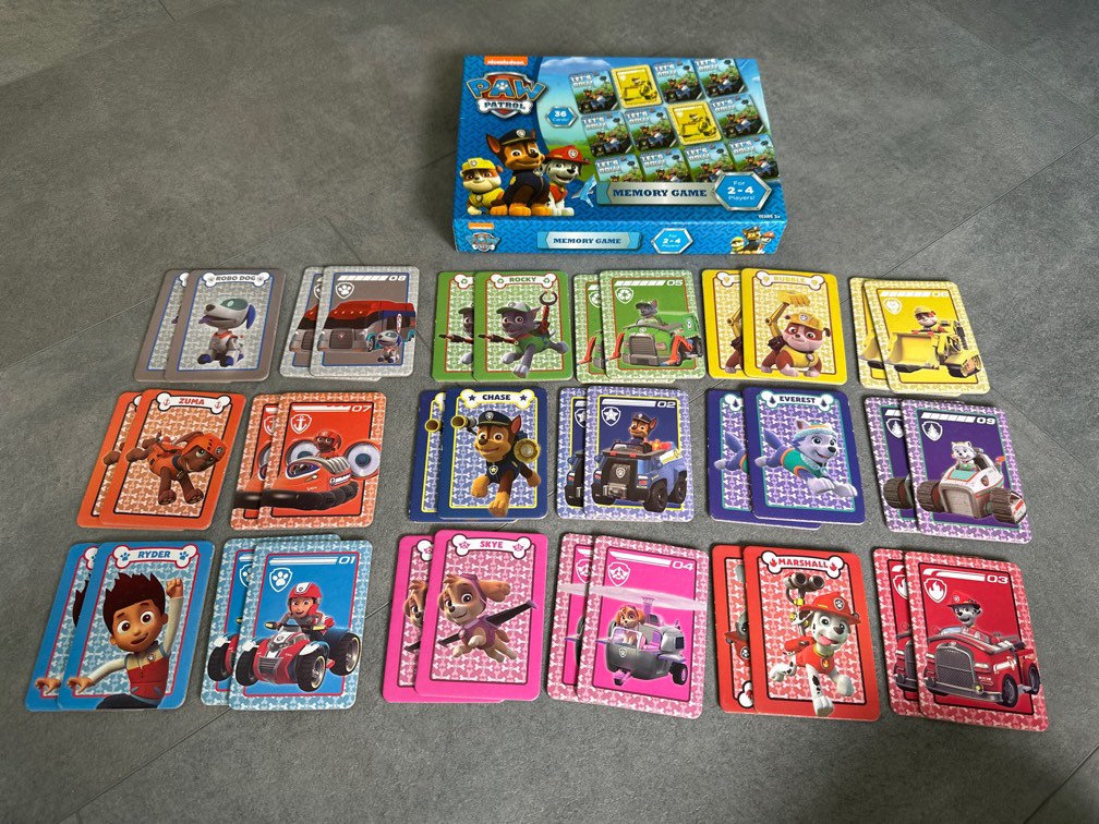 Paw Patrol memory game, Hobbies & Toys, Toys & Games on Carousell