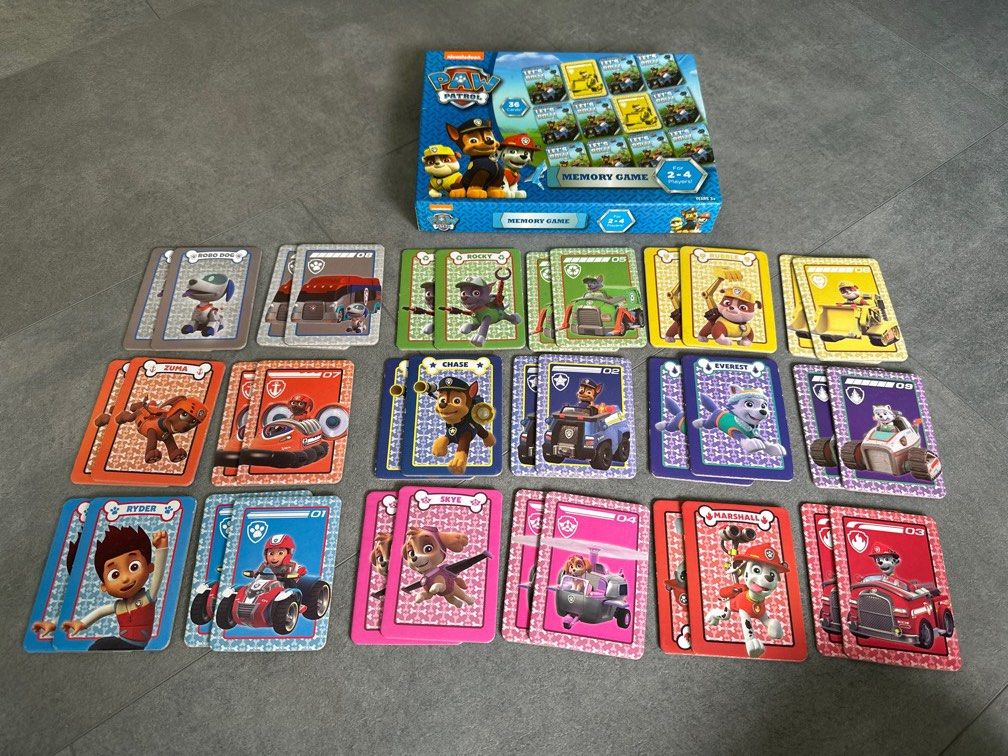 Paw Patrol memory game, Hobbies & Toys, Toys & Games on Carousell