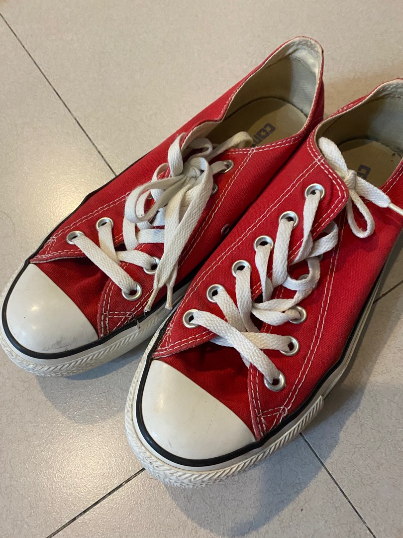 Red Converse, Women's Fashion, Footwear, Sneakers on Carousell