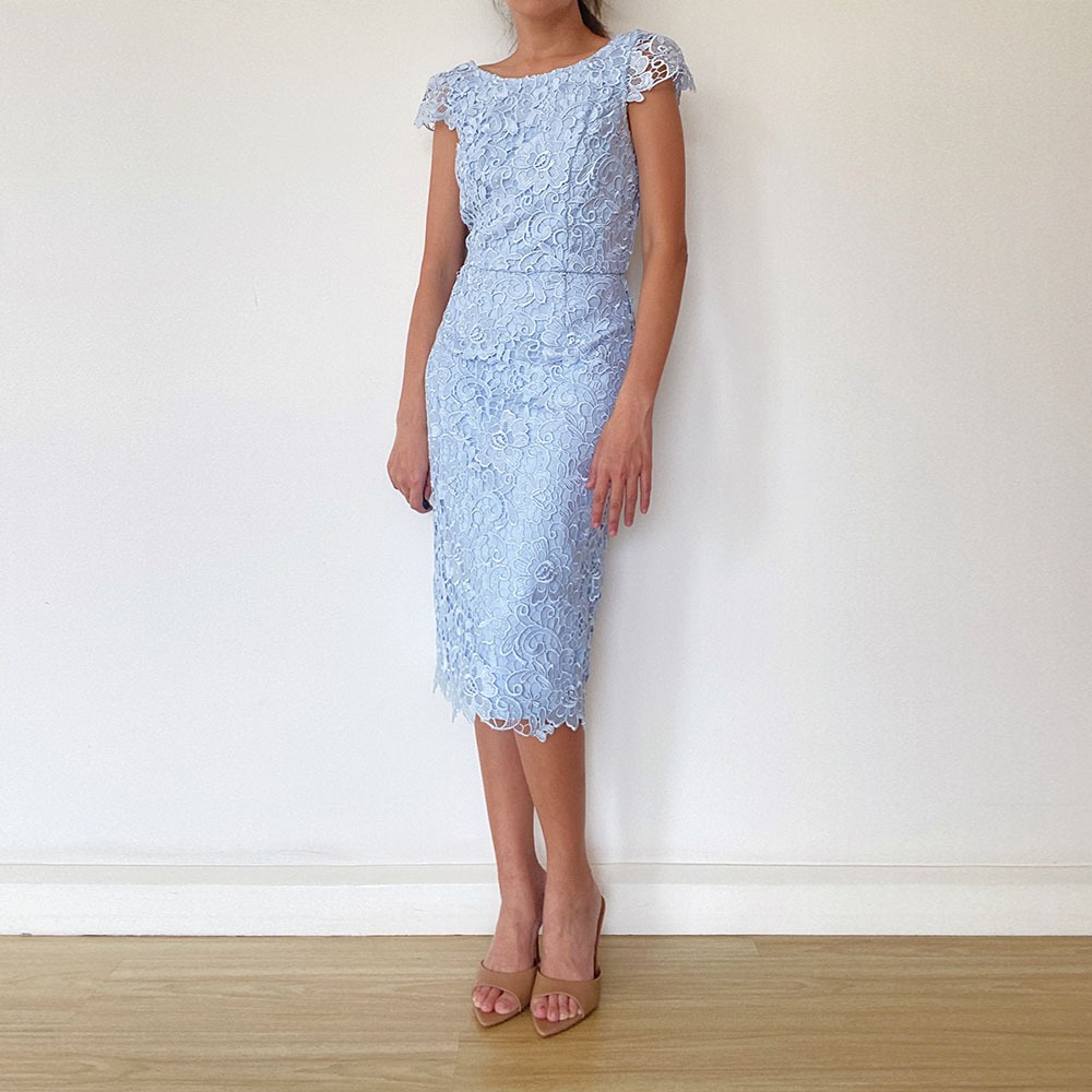 REVIEW Powder Blue Lace Cocktail Semi Formal Dress XS, Women's Fashion ...