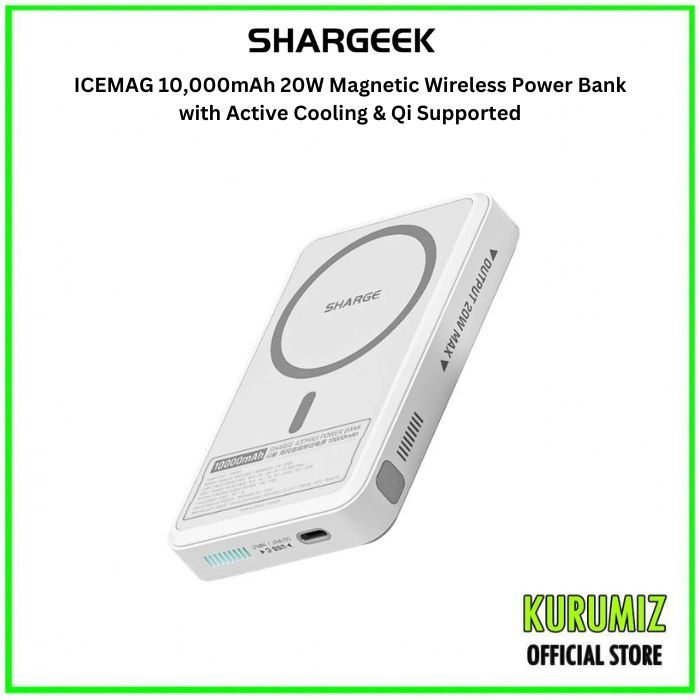 Shargeek ICEMAG 10,000mAh 20W Magnetic Wireless Power Bank with Active ...