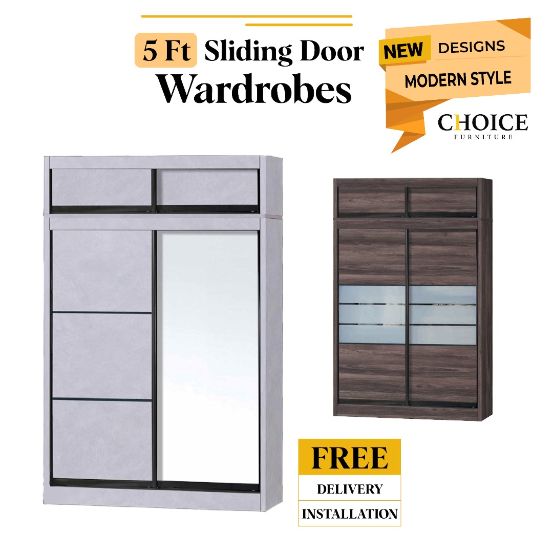 Sliding Door 5ft Wardrobe, Furniture & Home Living, Furniture, Shelves ...