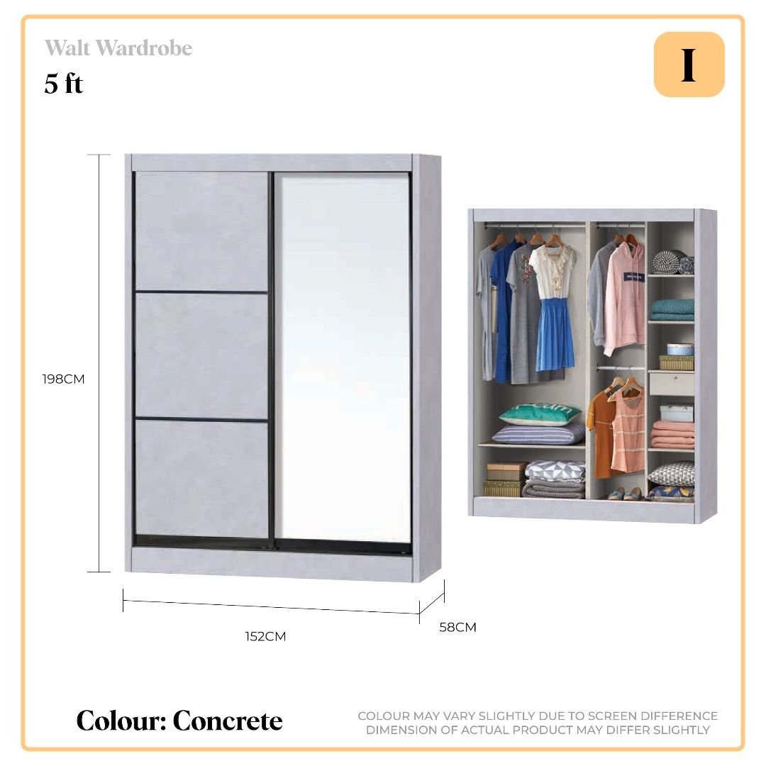 Sliding Door 5ft Wardrobe, Furniture & Home Living, Furniture, Shelves ...