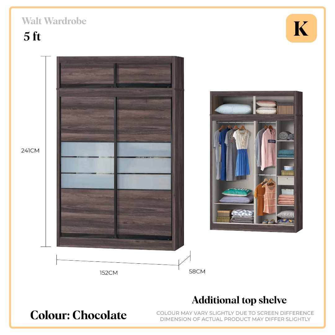 Sliding Door 5ft Wardrobe, Furniture & Home Living, Furniture, Shelves ...