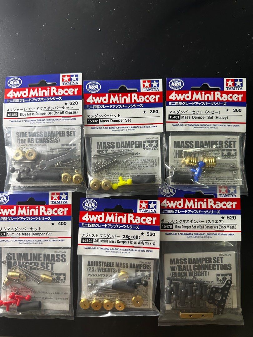 Various Tamiya Mini 4WD dampers, Hobbies & Toys, Toys & Games on Carousell