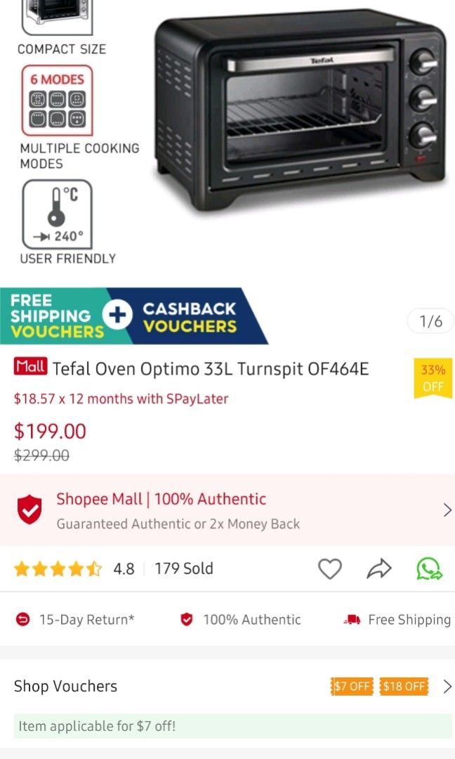 Tefal OF464E Optimo Oven 33L, TV & Home Appliances, Kitchen Appliances, Ovens & Toasters on ...