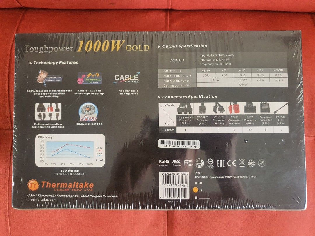 Thermaltake Toughpower 1000w Gold PSU, Computers & Tech, Parts ...