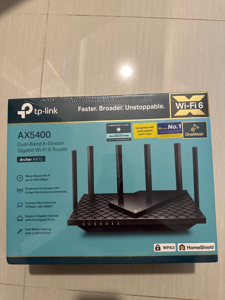 TP Link AX5400 dual band 6 stream gigabit wifi 6 router, Computers ...