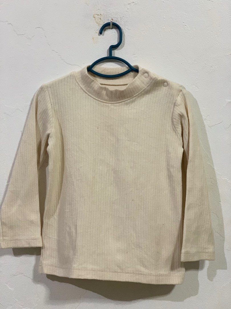 uniqlo cream longsleeves, Babies & Kids, Babies & Kids Fashion on Carousell