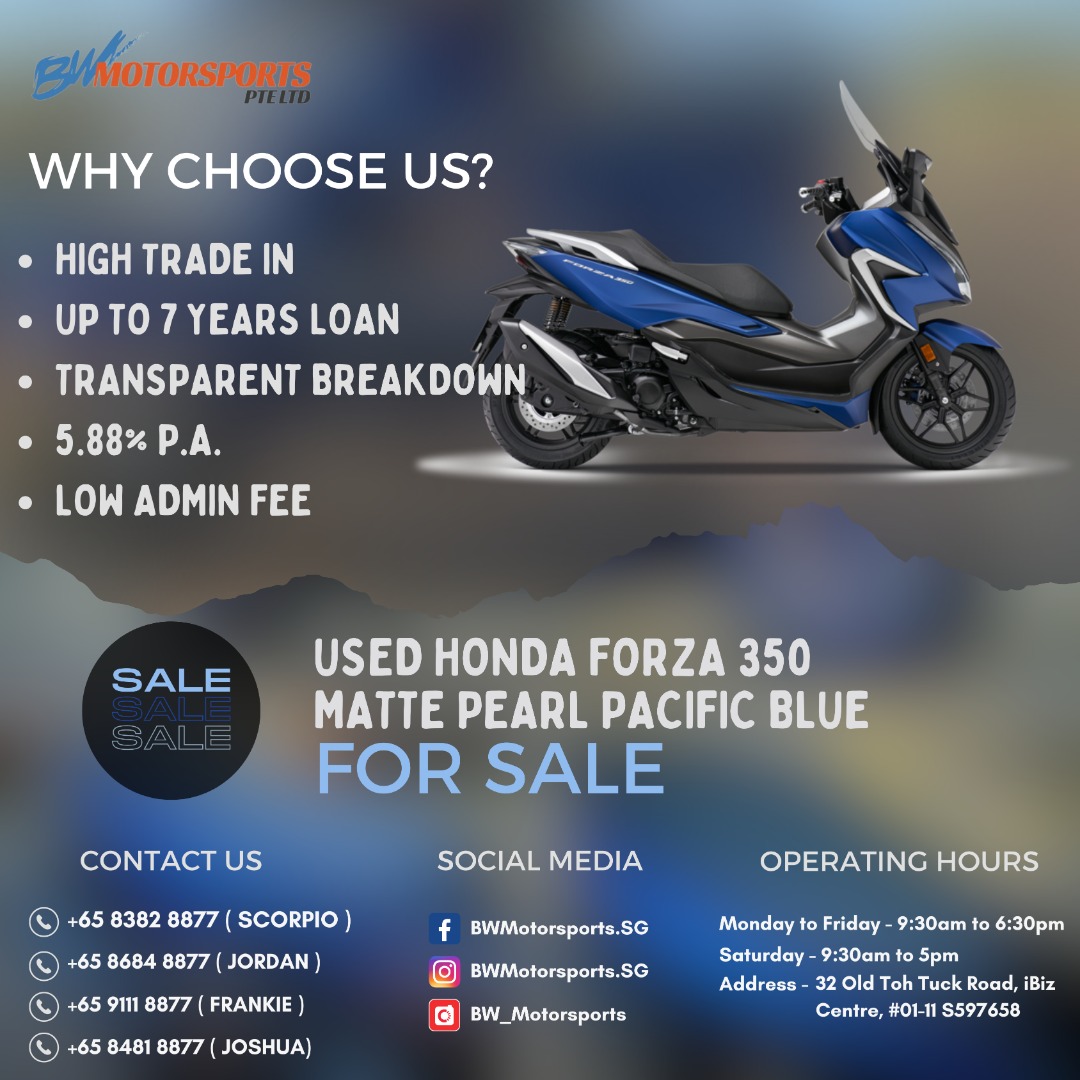 Honda Forza 350 Matte Pearl Pacific Blue, Motorcycles, Motorcycles for ...