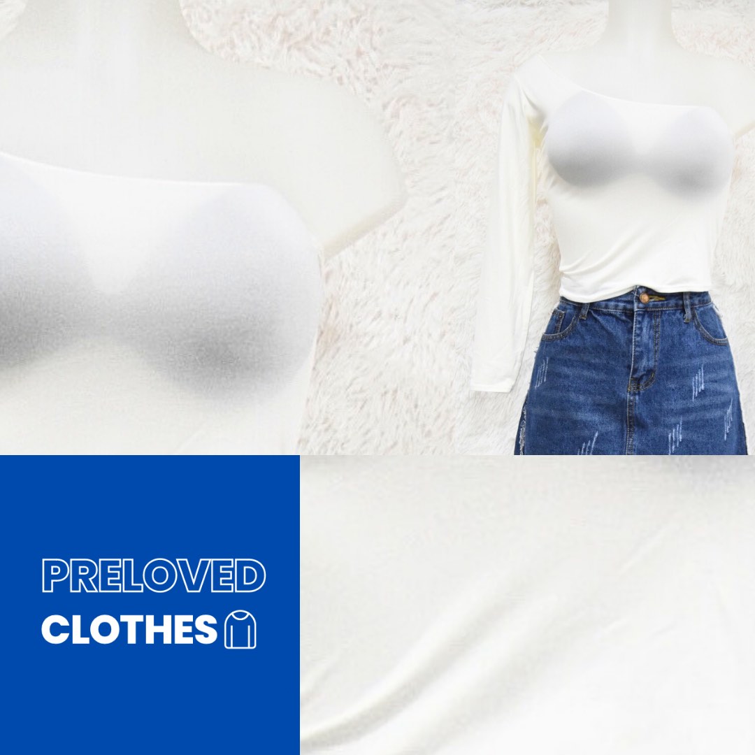 White Long-sleeve venus cut top, Women's Fashion, Tops, Longsleeves on ...