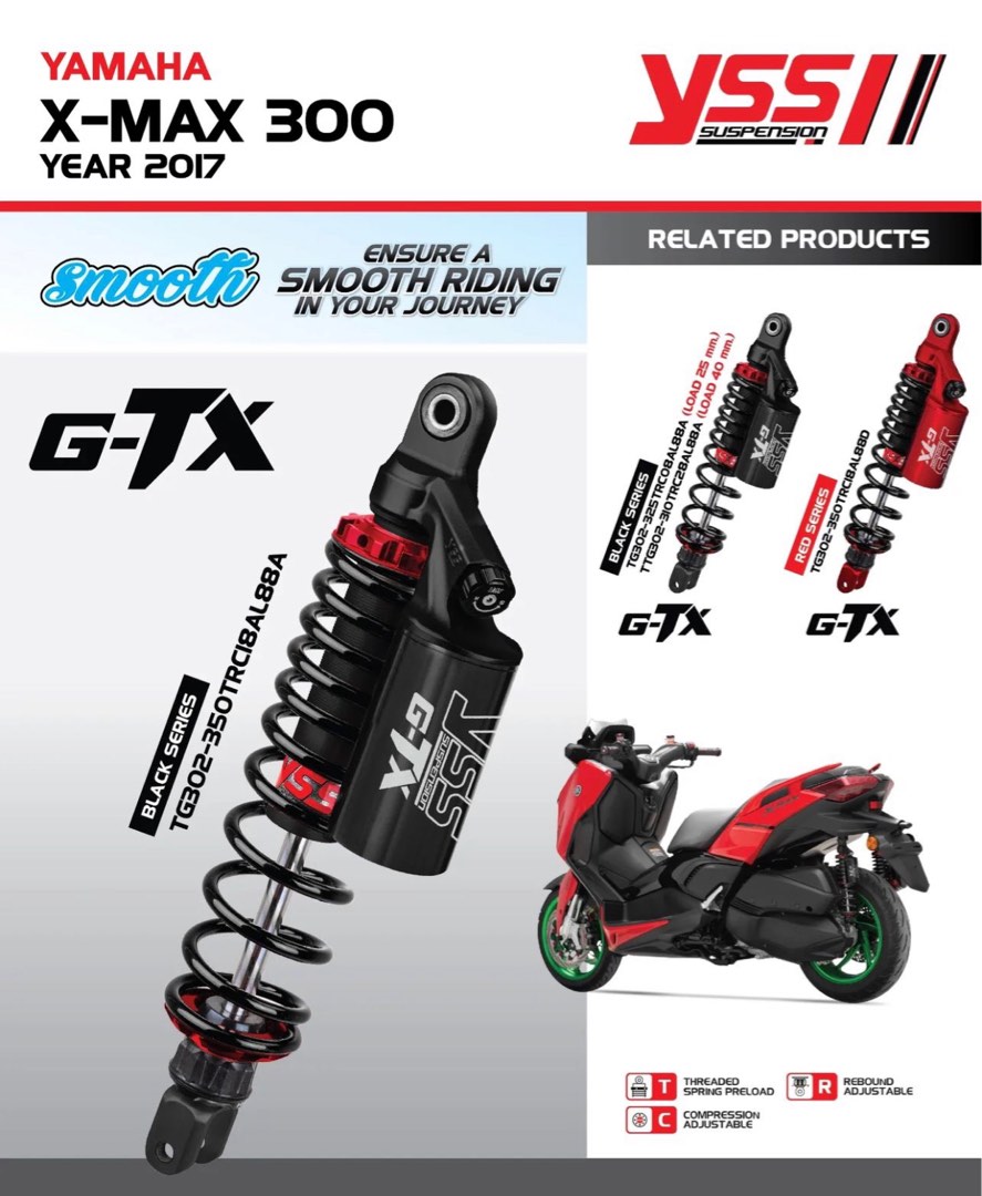 YSS GTX SUSPENSION YAMAHA XMAX 300, Motorcycles, Motorcycle Accessories ...