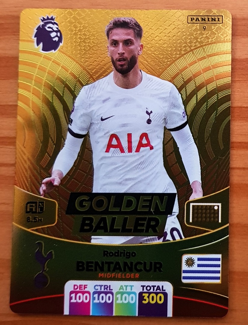 2023/24 Panini Adrenalyn XL Golden Baller #9 Rodrigo Bentancur Premier ...