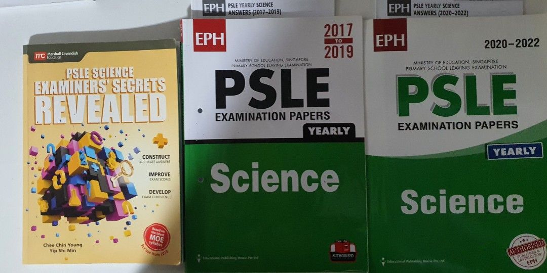3 books: (1) PSLE Science Examiners' Secrets Revealed, (2) PSLE Science ...