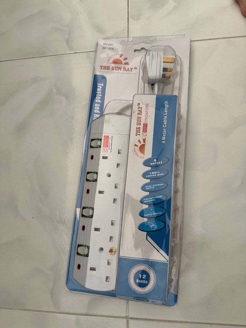 4 meter 4 socket extension cable, TV & Home Appliances, Electrical ...