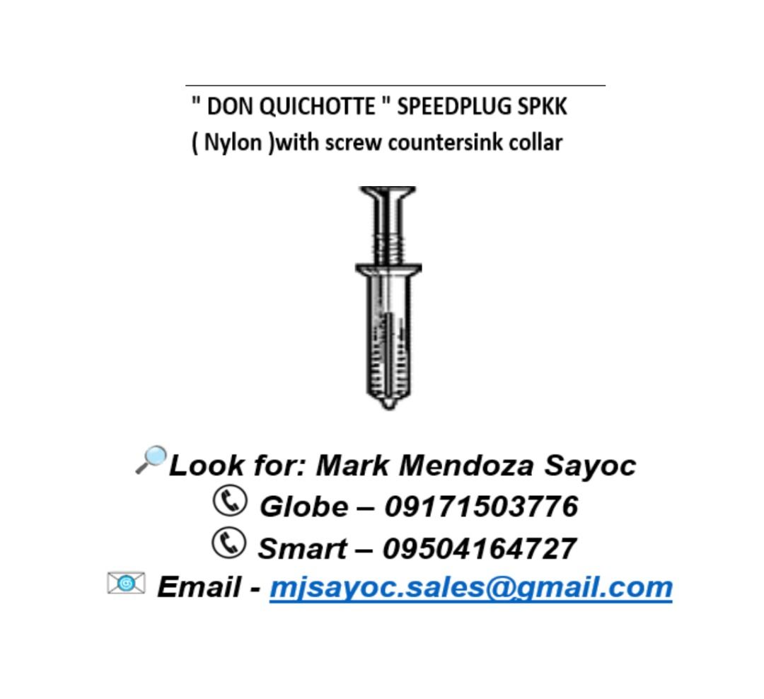 " DON QUICHOTTE " SPEEDPLUG SPKK ( Nylon )with screw countersink collar ...
