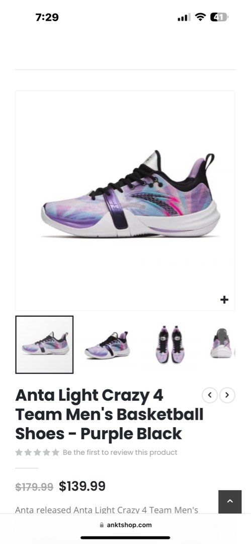 ANTA Light Crazy 4 Purple Black, Men's Fashion, Footwear, Sneakers on ...