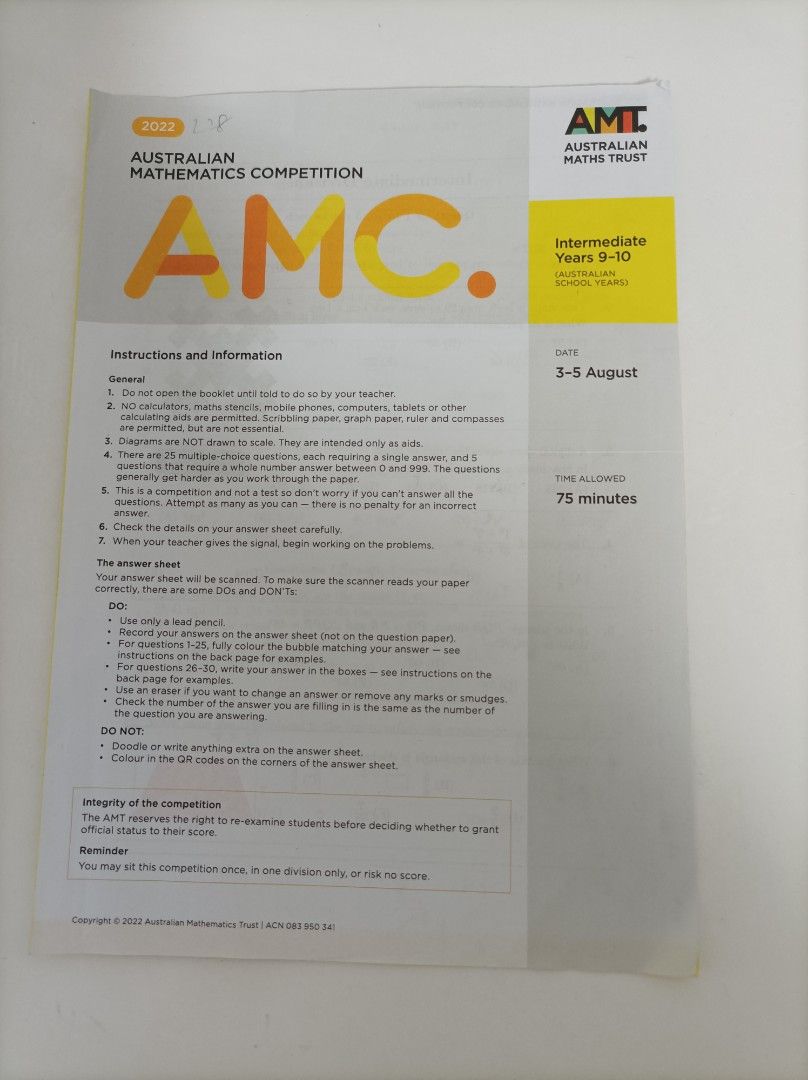 Australian Mathematics Competition AMC, Everything Else on Carousell