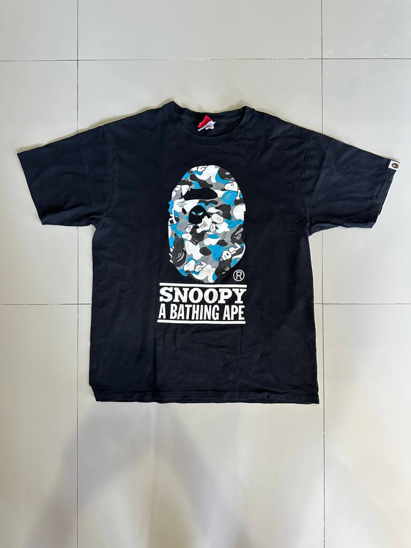 Bape x Peanuts Snoopy Camo Ape Head Tee "LEGIT", Men's Fashion, Tops ...