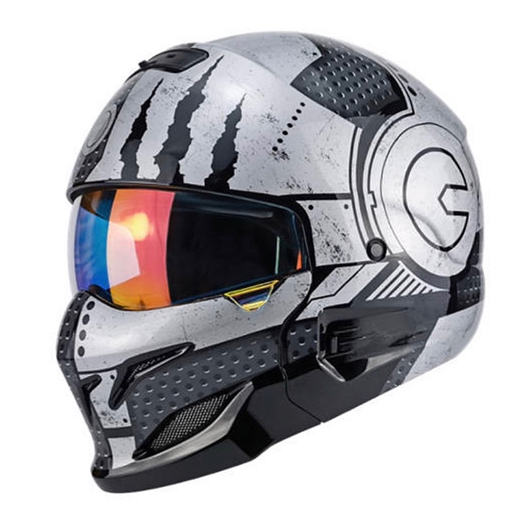 Black Grey Silver Convertible Mask with Inner Lens Motorcycle Helmet ...