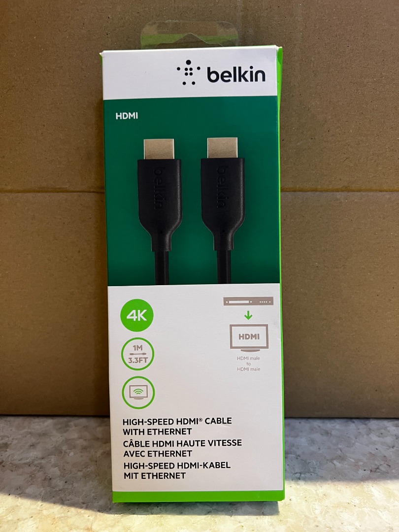 BNIB Belkin HDMI Cable Gold-Plated High-Speed (1 Meter), Black ...