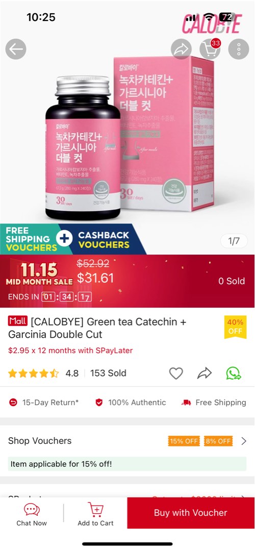 [CALOBYE] Green tea Catechin + Garcinia Double Cut, Health & Nutrition ...