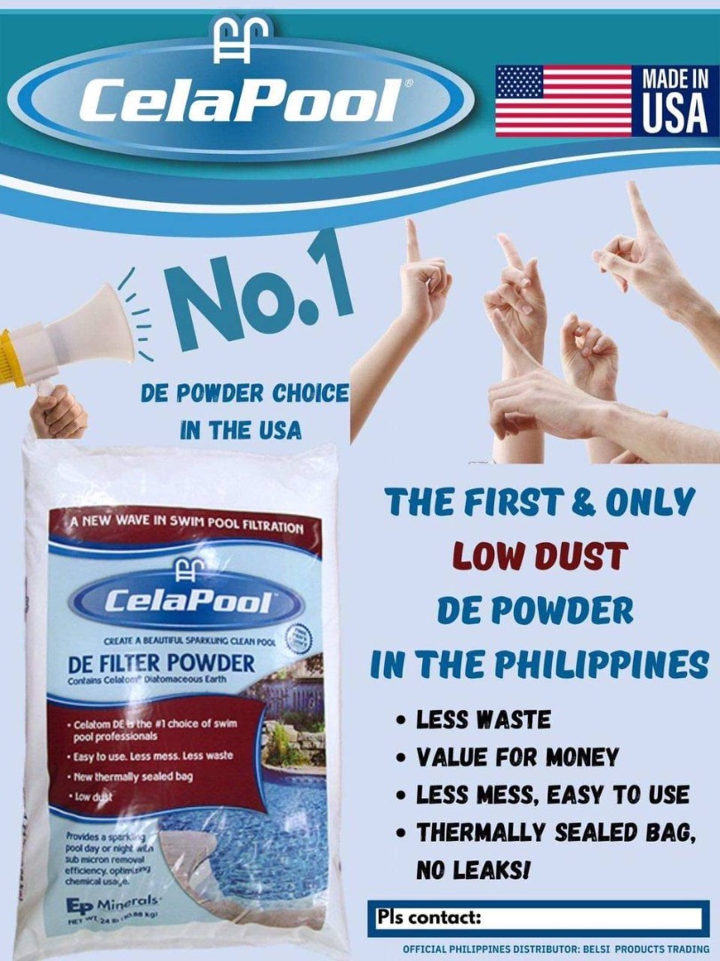 CELAPOOL Low Dust DE Filtered Powdered for Swimming Pool, Beauty ...