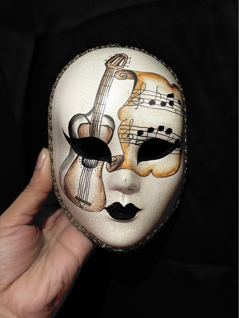 Ceramic Masks Goldenwhite Venetian Carnival Mask, Hobbies & Toys ...