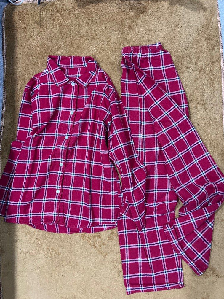 Checkered Pajama Sleepwear Set, Women's Fashion, Dresses & Sets, Sets ...