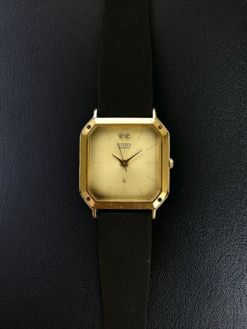 Citizen Tank Octagon CQ Quartz Black Rubber Strap Unisex Watch, Luxury ...