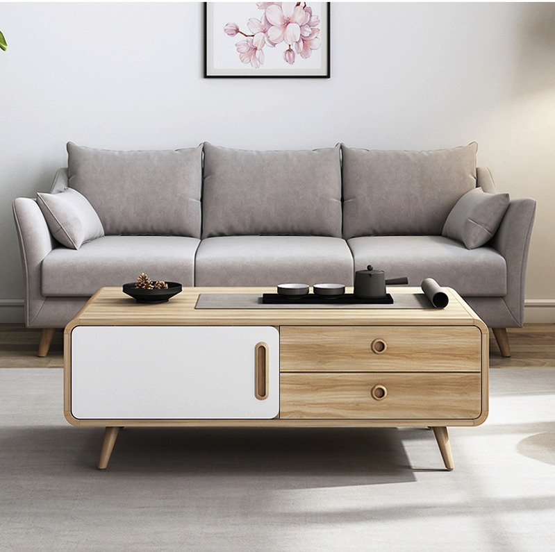 Coffee Table Light Wood Color Tea Desk 100cm Home Coffee Table - COD ...