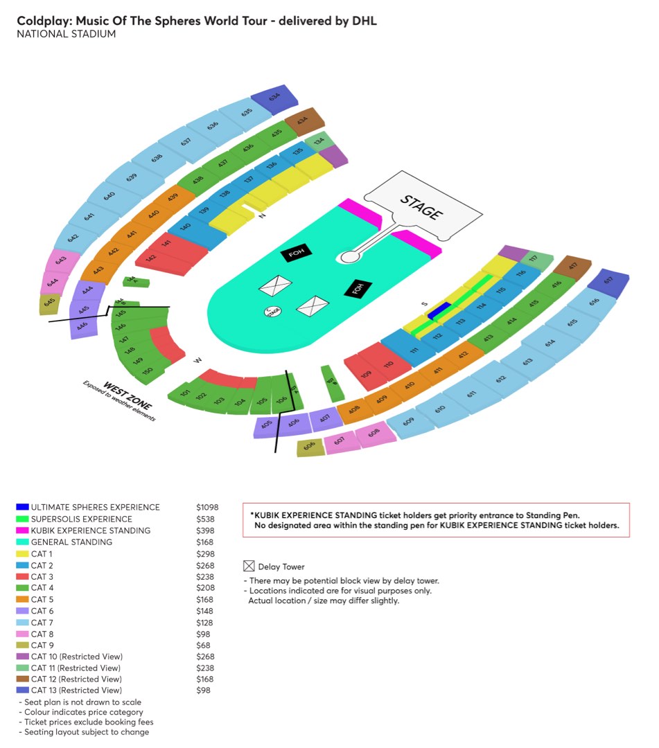 Coldplay cat 2 section 115 23rd Jan 2024, Tickets & Vouchers, Event ...