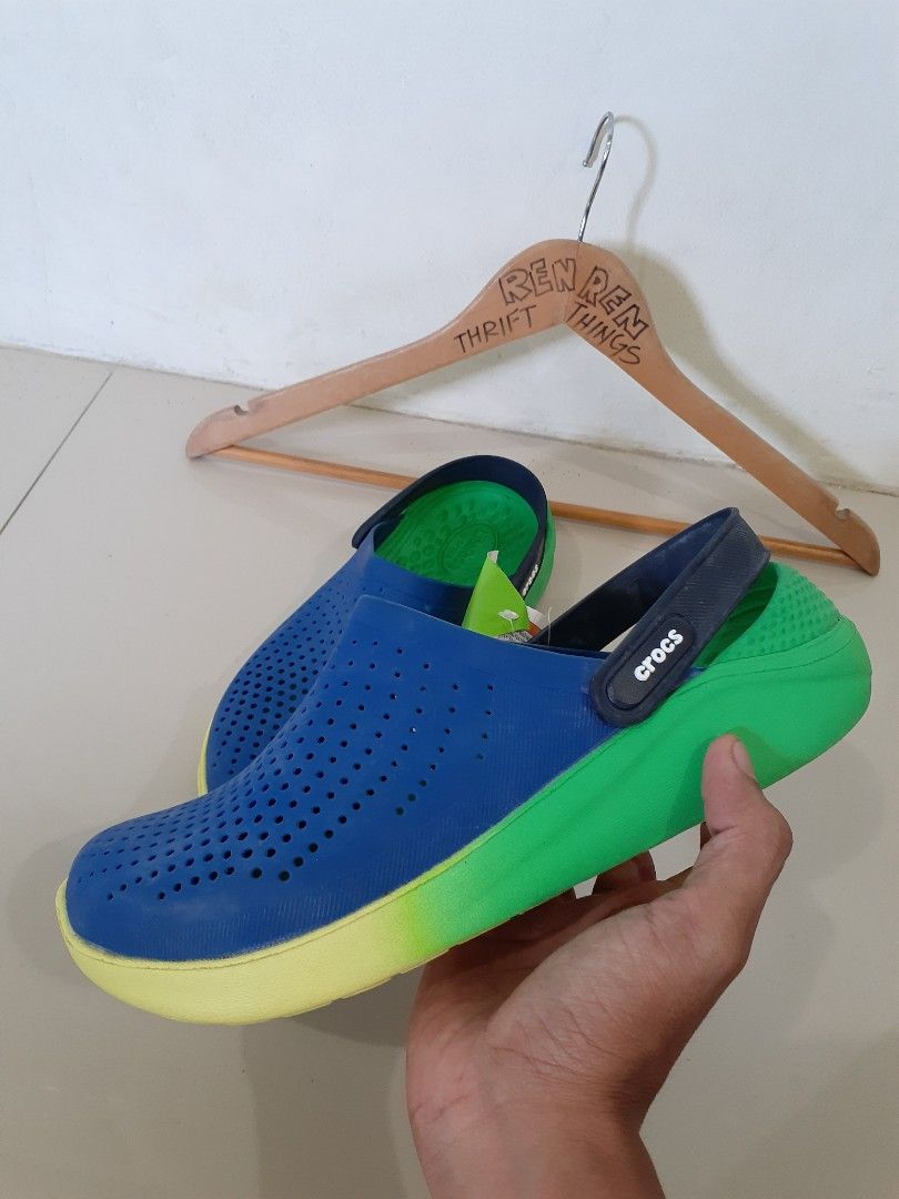 Crocs Literide Graphic Clogs Sandal Blue Jean / Tennis Ball Green, Men ...